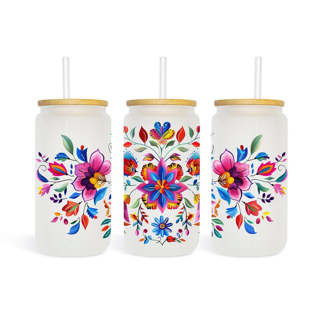 Premium UV DTF Mug Decal Sticker for Hand Wash Only Libbey Cup Floral ...