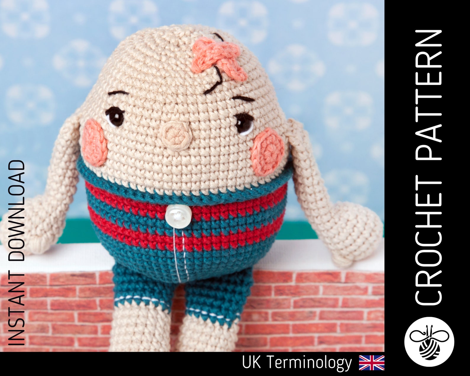 Humpty Dumpty Doll CROCHET PATTERN, Amigurumi Doll Pattern ...