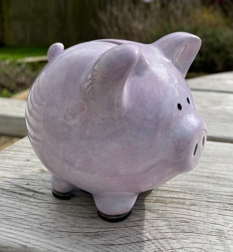 Hand Painted Purple Ceramic Piggy Bank, Children's Gift, Small - Etsy UK