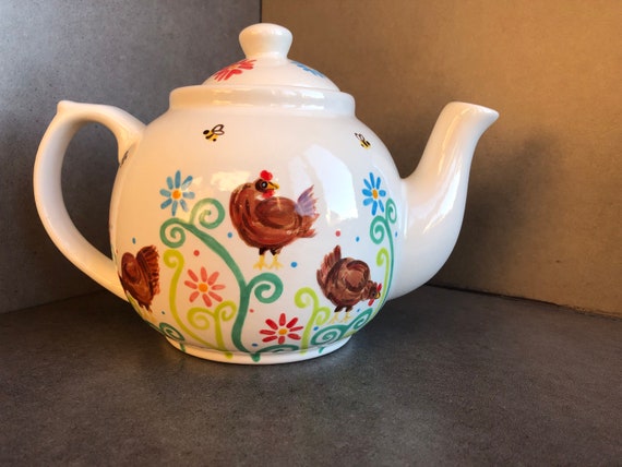 Little Brown Hen Chicken Teapot. Ceramic Pottery Shop Hand | Etsy