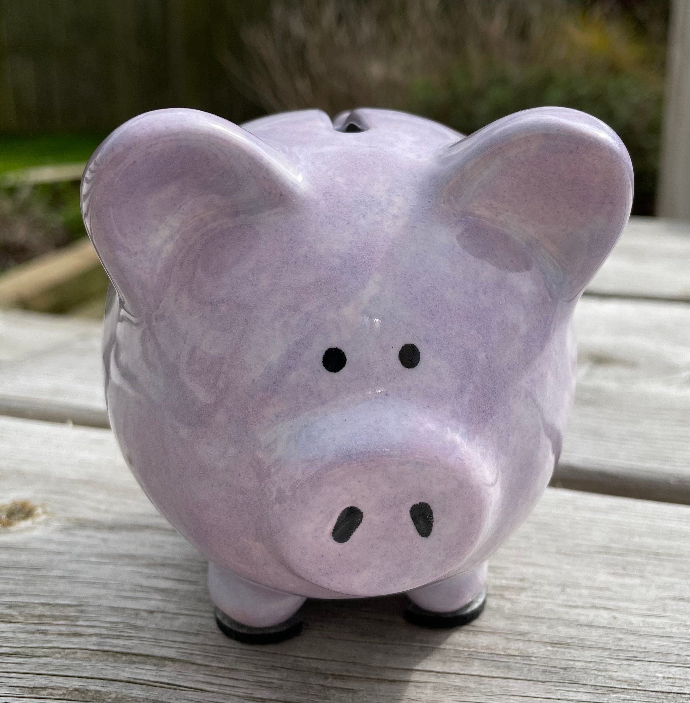 Purple Piggy Bank. Hand Painted Ceramic Best Friend Gift - Etsy UK