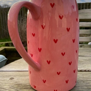 Pink and Red Sweetheart Jug, Ceramic Pottery Shop, Hand Painted Home ...