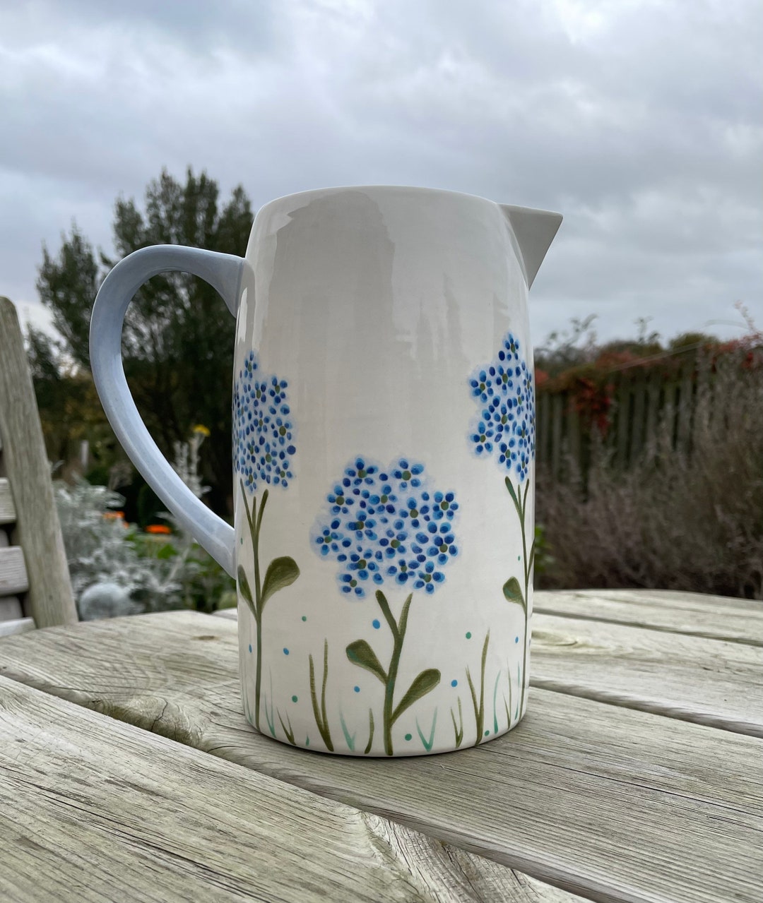 Blue Hydrangea Jug, Pitcher, Vase. Ceramic Pottery Shop, Hand Painted ...