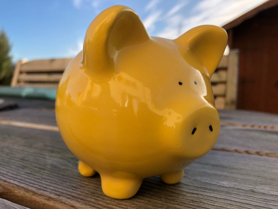 Little Yellow Piggy Bank. Ceramic Pottery Shop, Hand Painted Gifts for ...