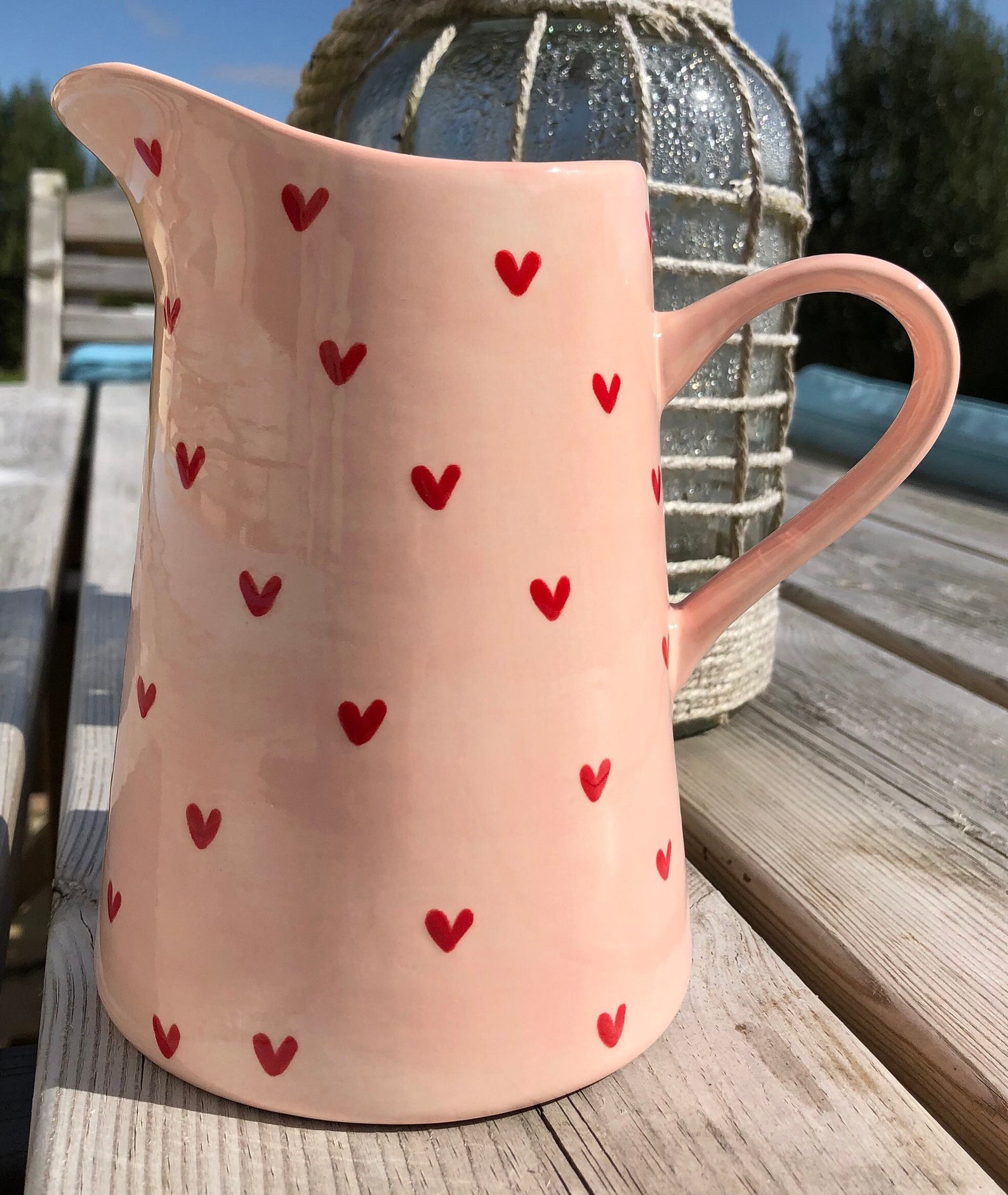 Light Pink Sweetheart Jug Hand Painted Ceramic Pottery Shop - Etsy UK