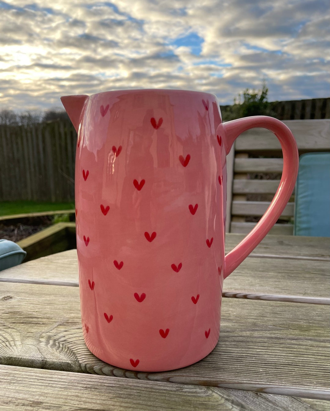 Pink and Red Sweetheart Jug, Ceramic Pottery Shop, Hand Painted Home ...