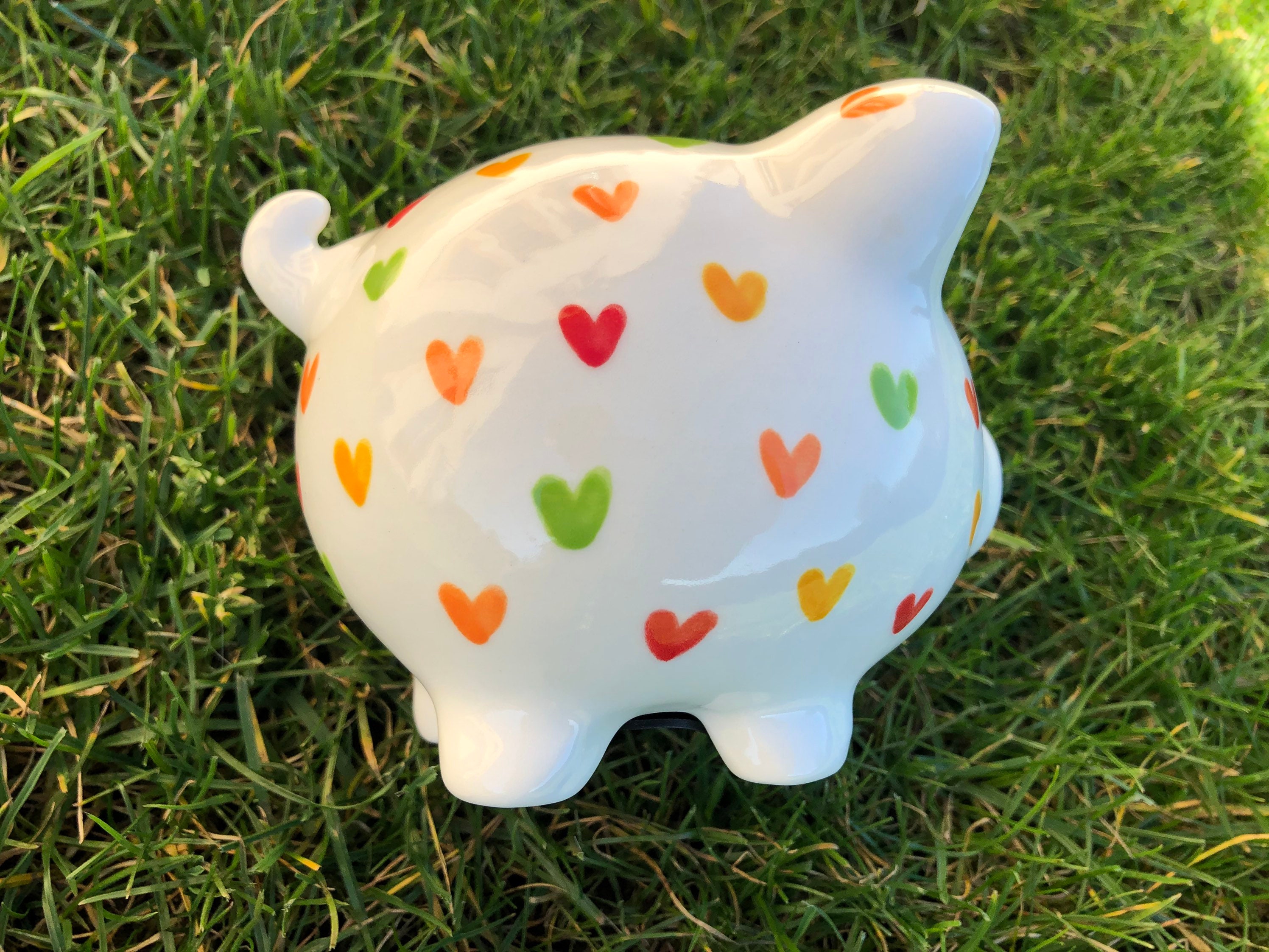 Hand Painted Multicoloured Heart Piggy Bank Ceramic Small | Etsy