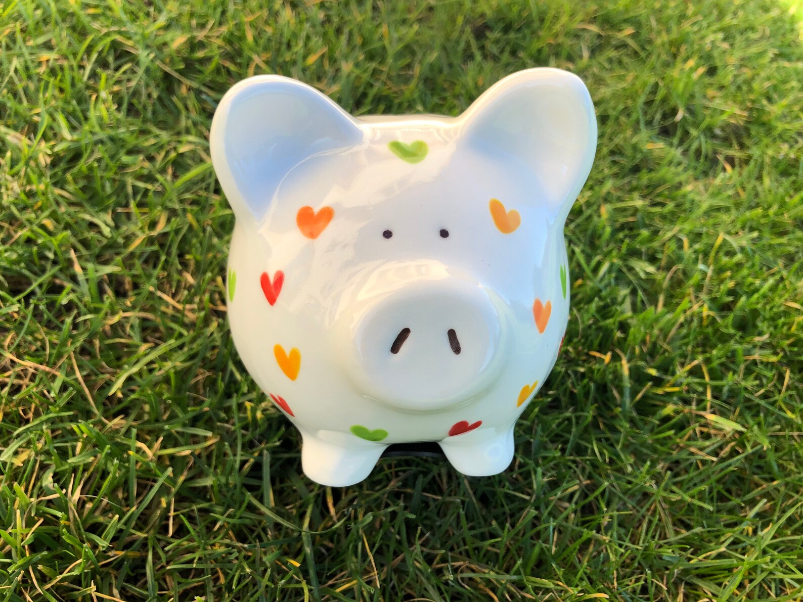 Hand Painted Multicoloured Heart Piggy Bank Ceramic Small | Etsy
