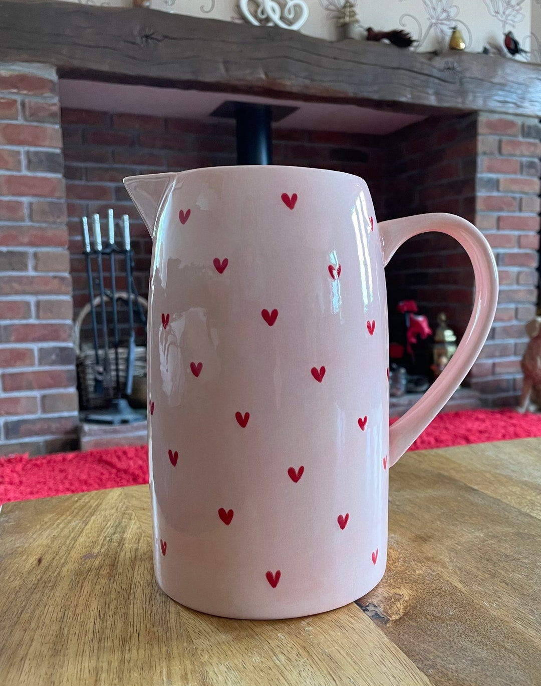 Light Pink, Red, Sweetheart, Large Jug, Ceramic Pottery Shop, Hand ...