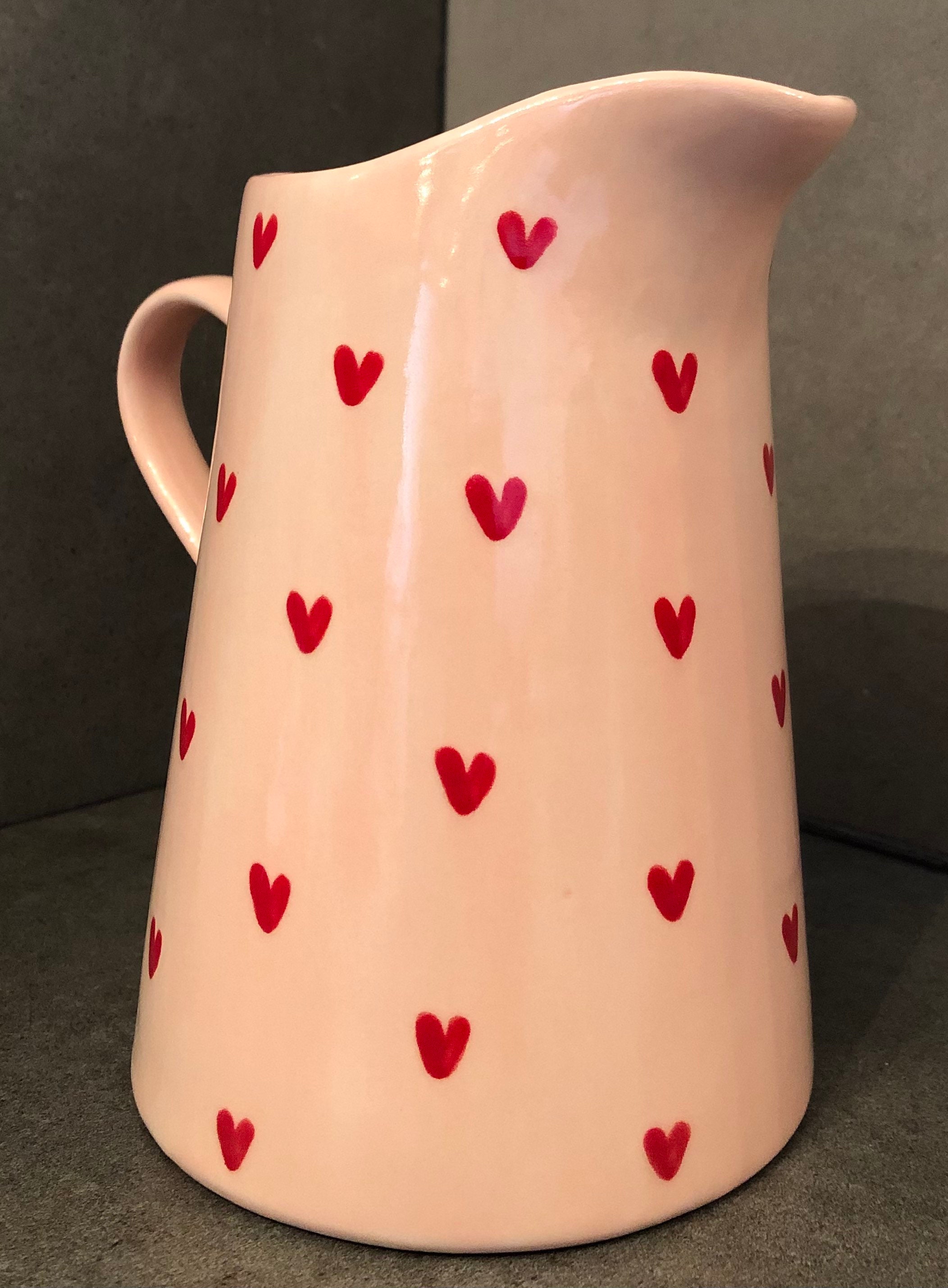 Light Pink Sweetheart Jug Hand Painted Ceramic Pottery Shop - Etsy UK