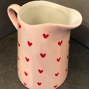 Light Pink Sweetheart Jug, Hand Painted, Ceramic Pottery Shop, Gifts ...