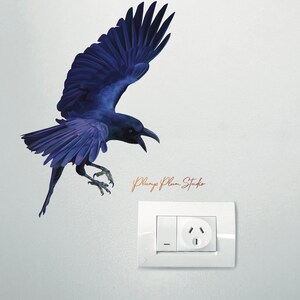 Crow Decal, Flying Raven Vinyl Decal, Bird Lover Gift, Illustrated ...