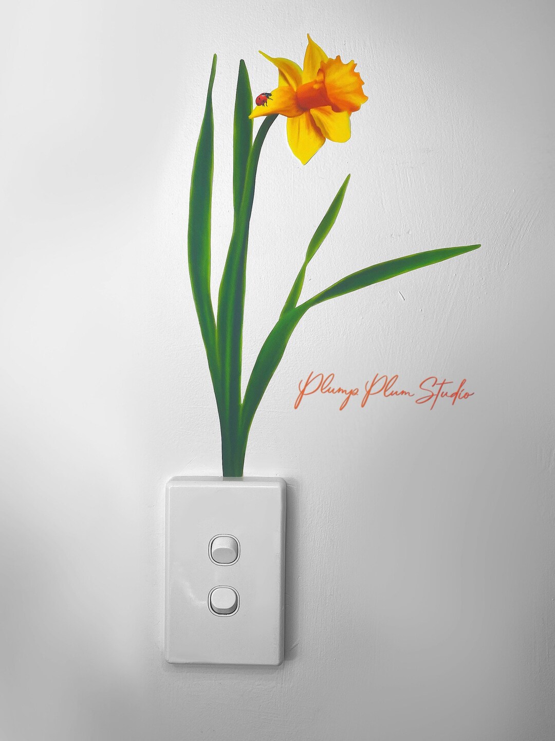 Beautiful Yellow Daffodil Decal, Yellow Flower Sticker, Textured Vinyl ...