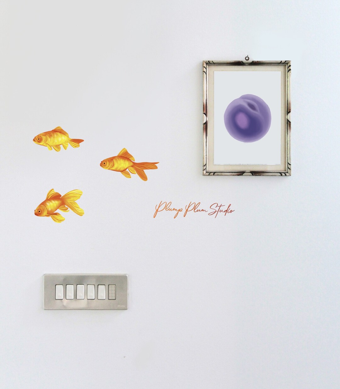 Goldfish Wall Decals: Set of 3 Fabric Texture Vinyl Stickers - Etsy