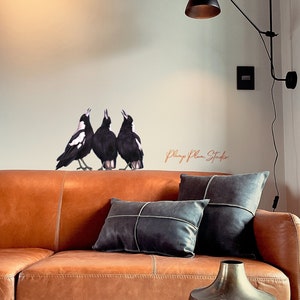Warbling Magpies Decal, Australian Trio Magpies Sticker, Bird Lover ...