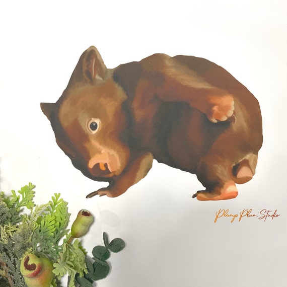 Realistic Wombat Decal Australian Animal Sticker Illustrated | Etsy