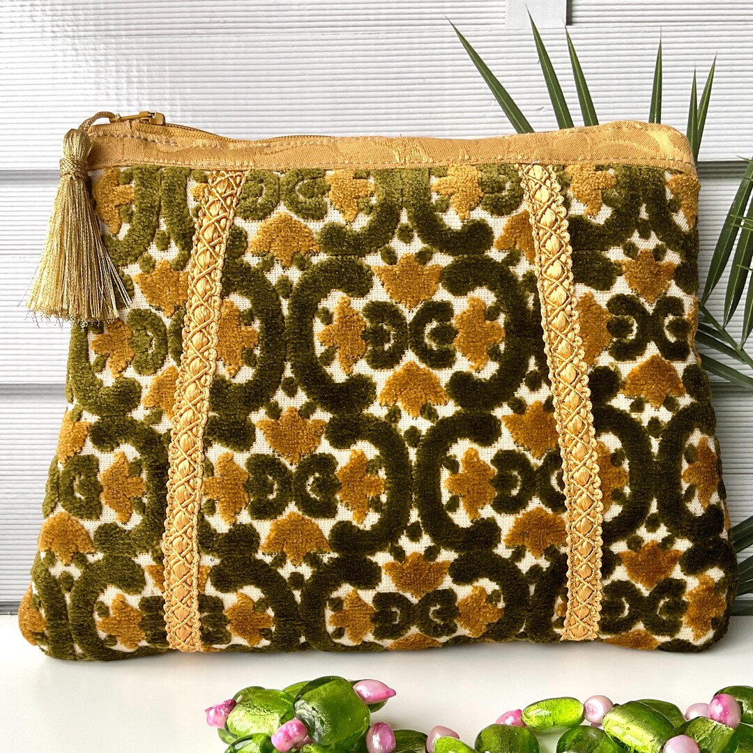 Vintage Cut Velvet Fabric Upcycle - Vintage Inspired Clutch Purse ...