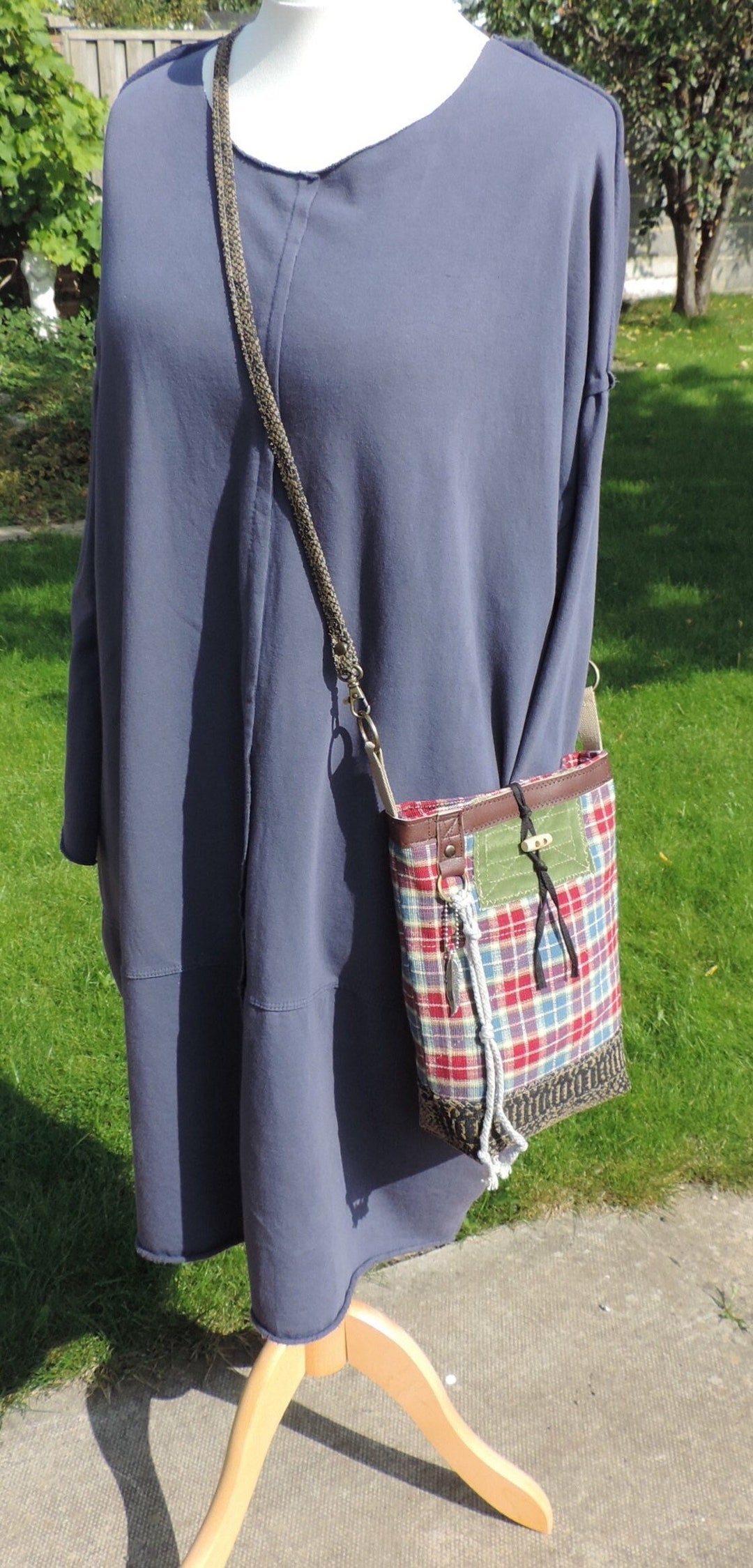 Handmade Checked Bag/mini Shoulder Crossbody/western Hobo Bag/ Faux ...