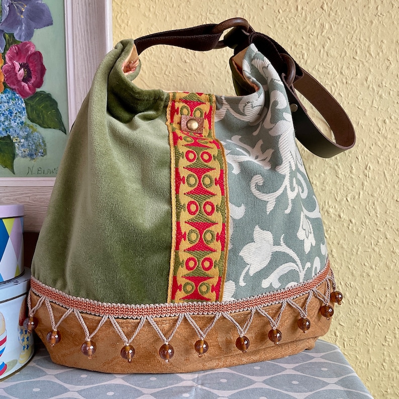 Patchwork Handbag Upholstery Bag Real Leather Strap Purse Statement Purse - Etsy