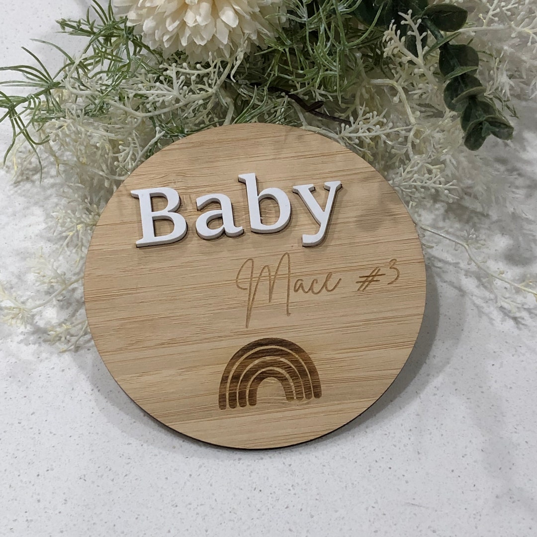 Rainbow Baby Announcement Wooden Plaques, Wooden Signs, Birth ...