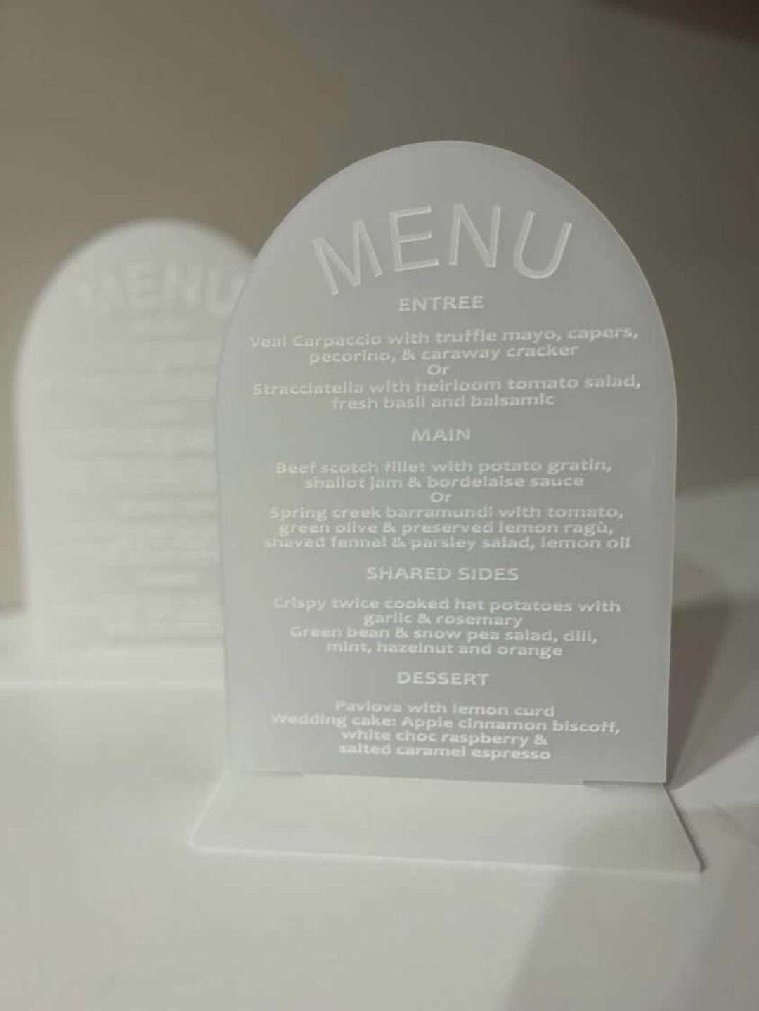 Acrylic Wedding Food Menu: Laser Cut Table Decor - Etsy