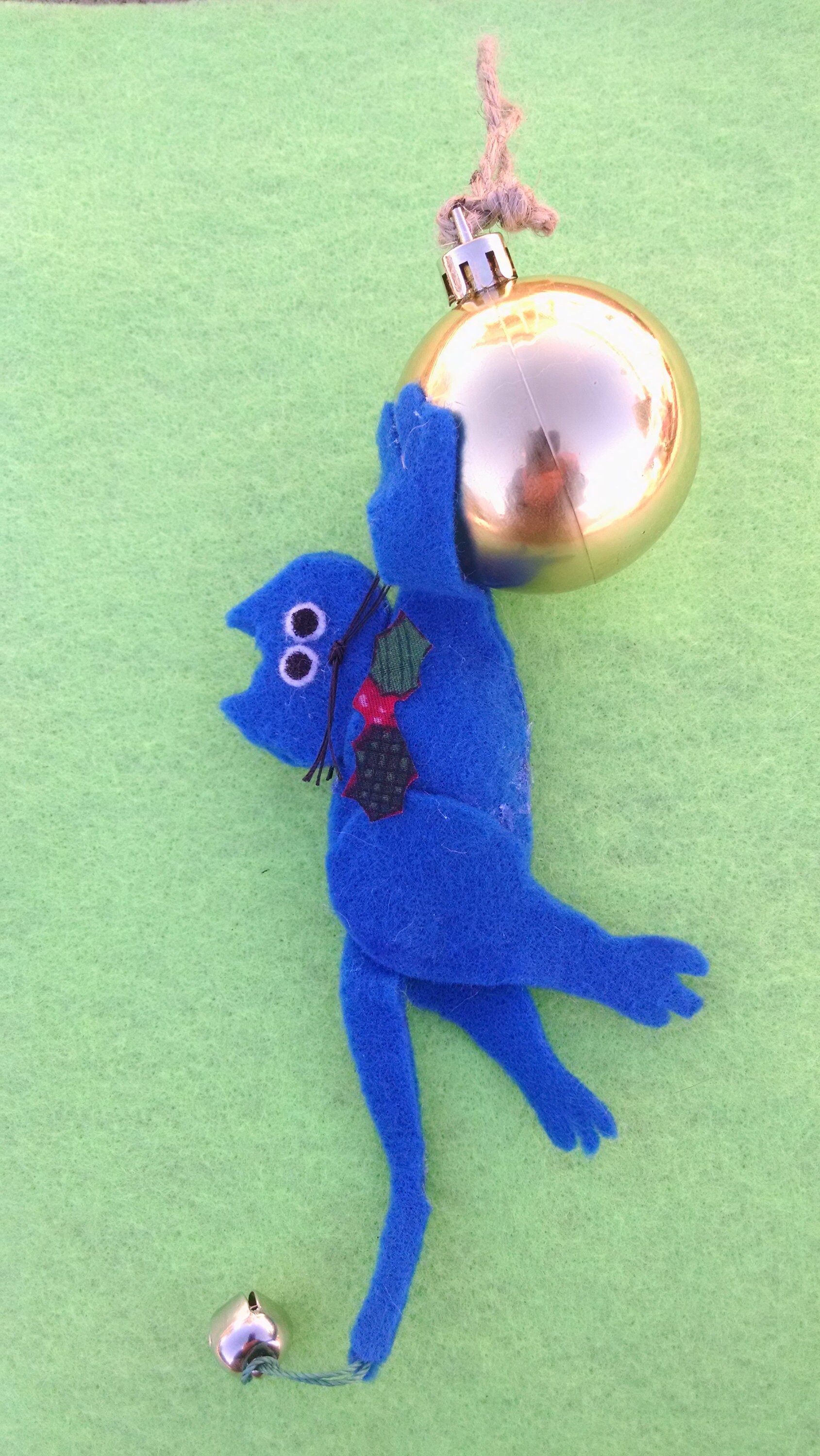 Crazy, Upside Down Cat Christmas Tree Ornament. Funny, Cute and Clumsy ...