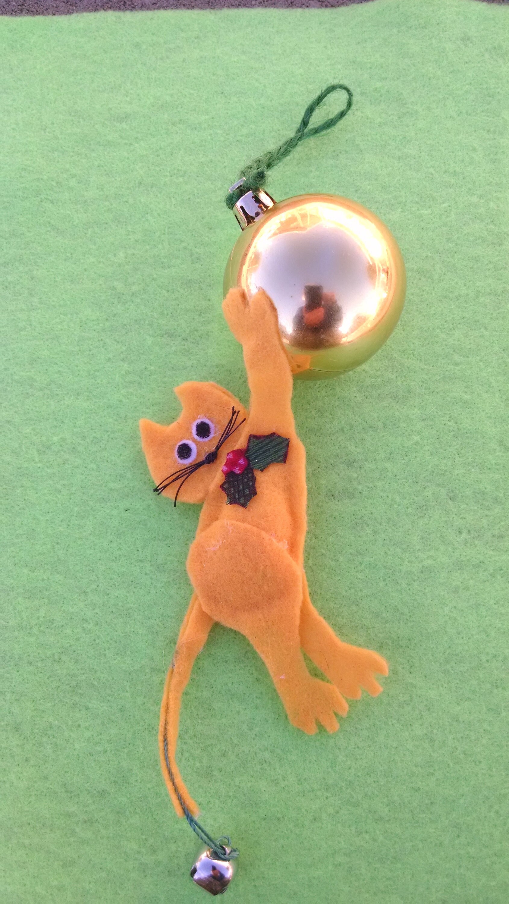 Crazy, Upside Down Cat Christmas Tree Ornament. Funny, Cute and Clumsy ...