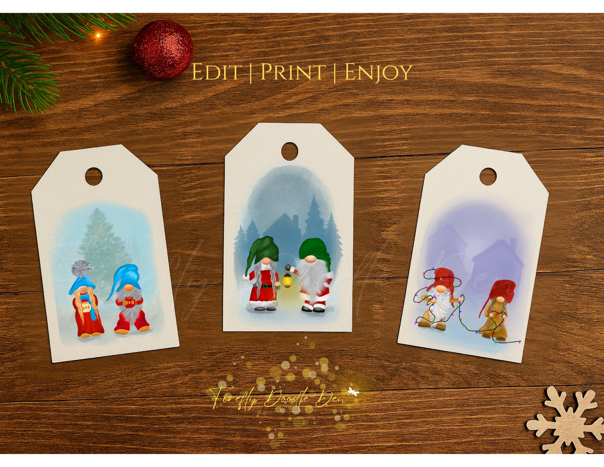 Gnome Holiday Card Bundle | 3 Editable Printable Cards | Instant ...