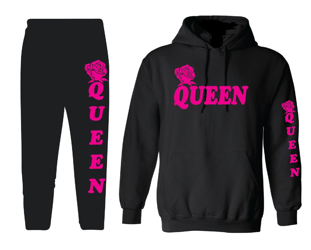 Queen Outfit Sweatsuit Hoodie and Sweatpants Outfit Pink Design Hoodie ...