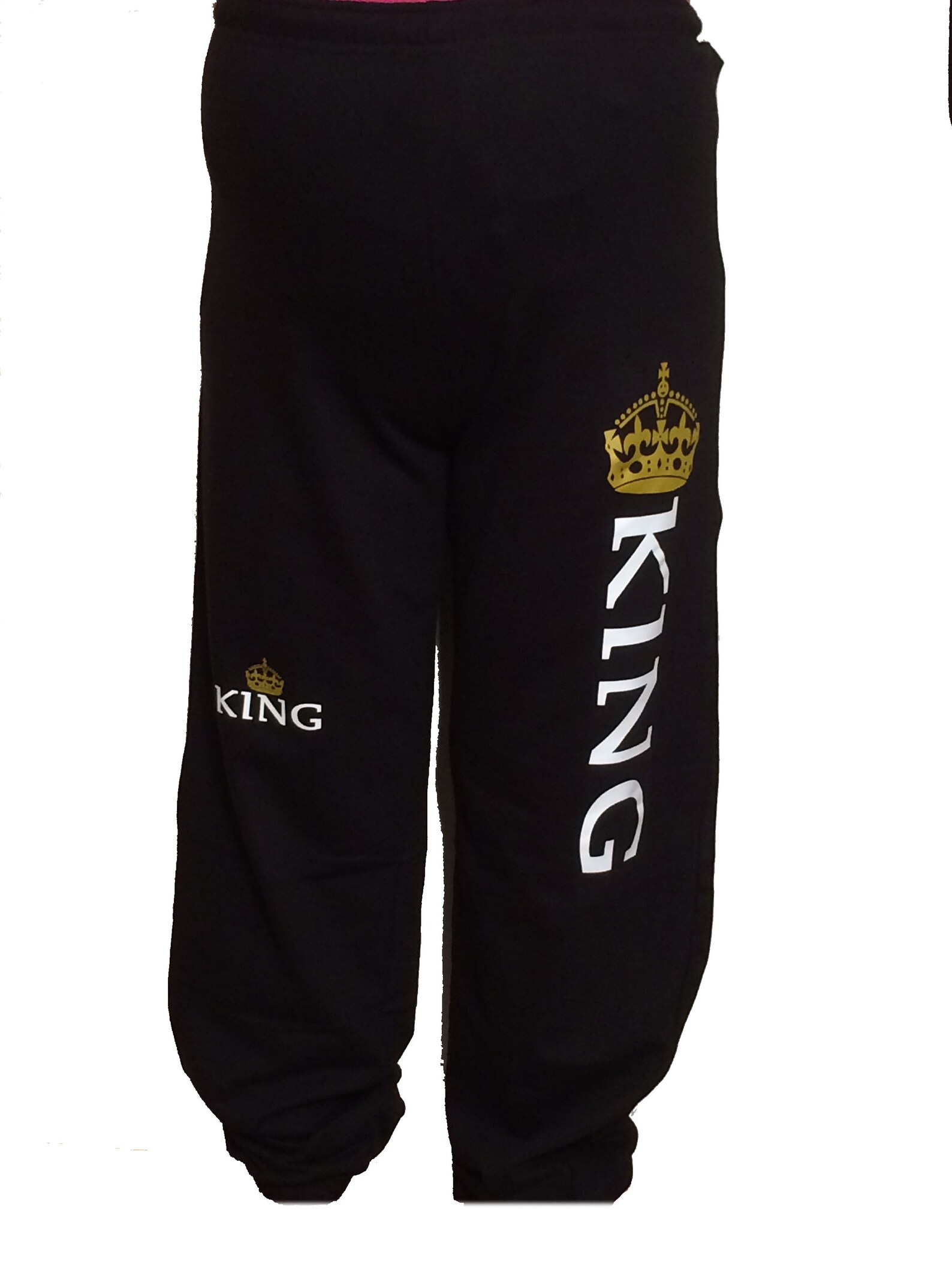 King Sweatsuit Outfit Black Sweatpants and Sweatshirt White and Gold ...