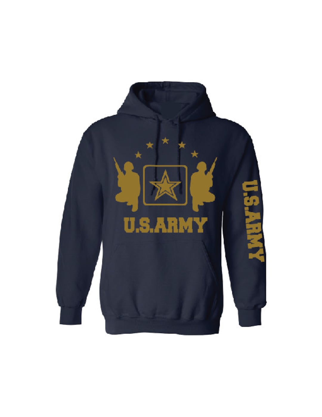 US Army Hoodie USA Military U.S America Army Black Hoodie Hiny Gold ...