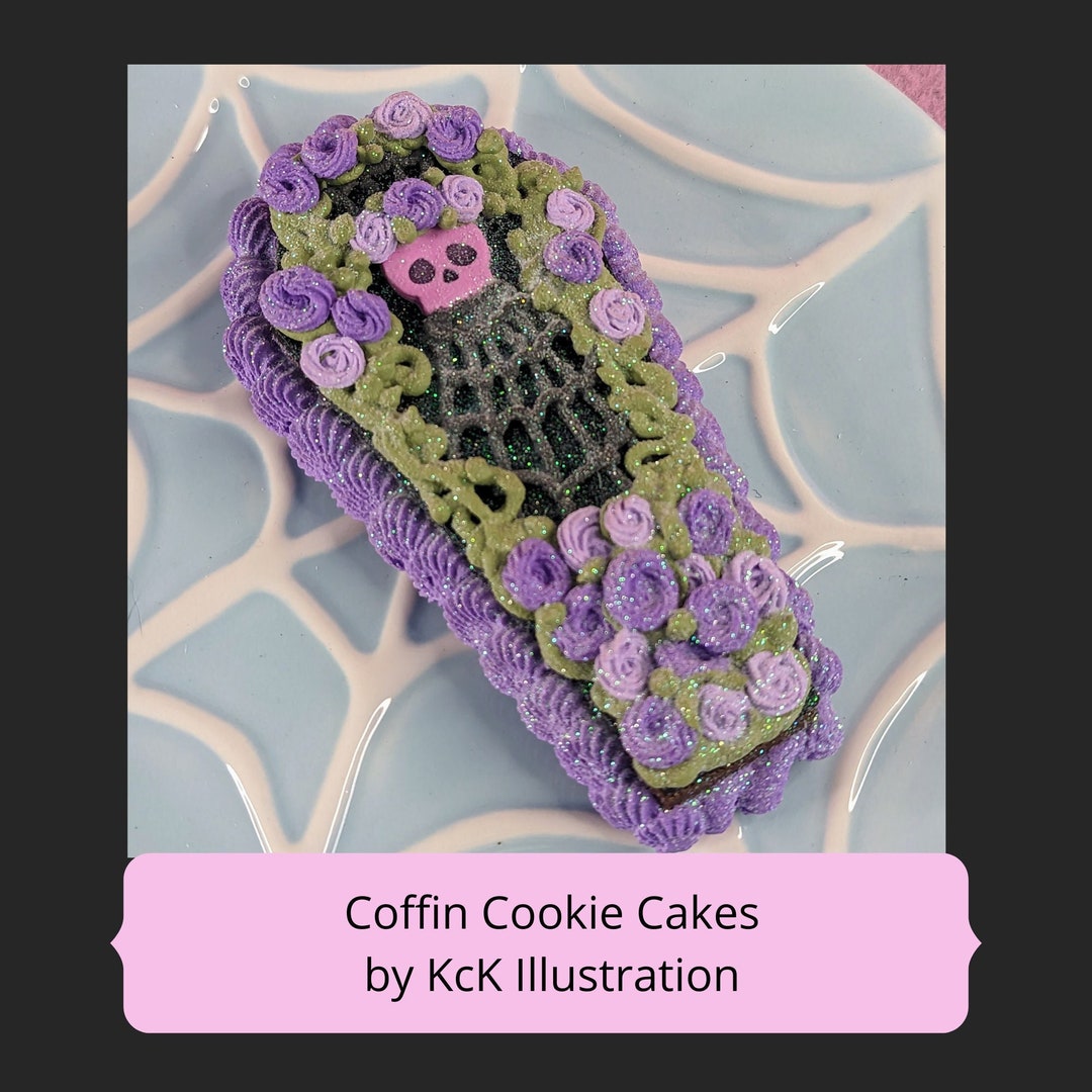 Handmade Coffin Cookie Cake: Halloween Miniature Village Decor - Etsy