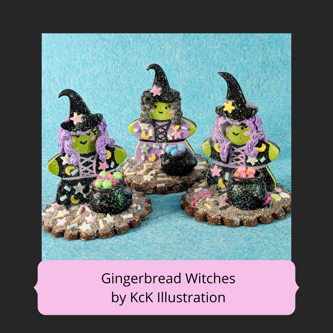 Handmade Gingerbread Witch: Polymer Clay Halloween Village Decor - Etsy