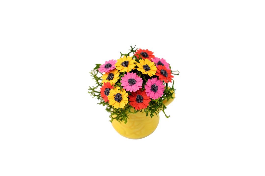 12 Miniature Gerberas Kit Gerbera Flowers 1:12 Scale Dolls House Garden ...
