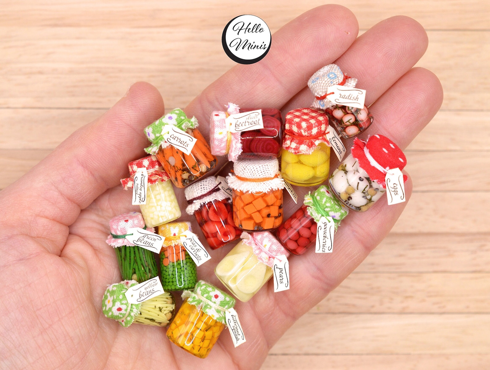 1 X Miniature Pickles Canned Fruit 1:12 Scale Jars Preserves Preserve ...