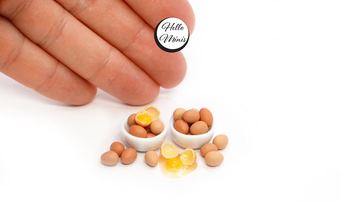 Miniature Eggs in Bowl 1:12 Scale Dolls House Kitchen Dinner Food Hens ...
