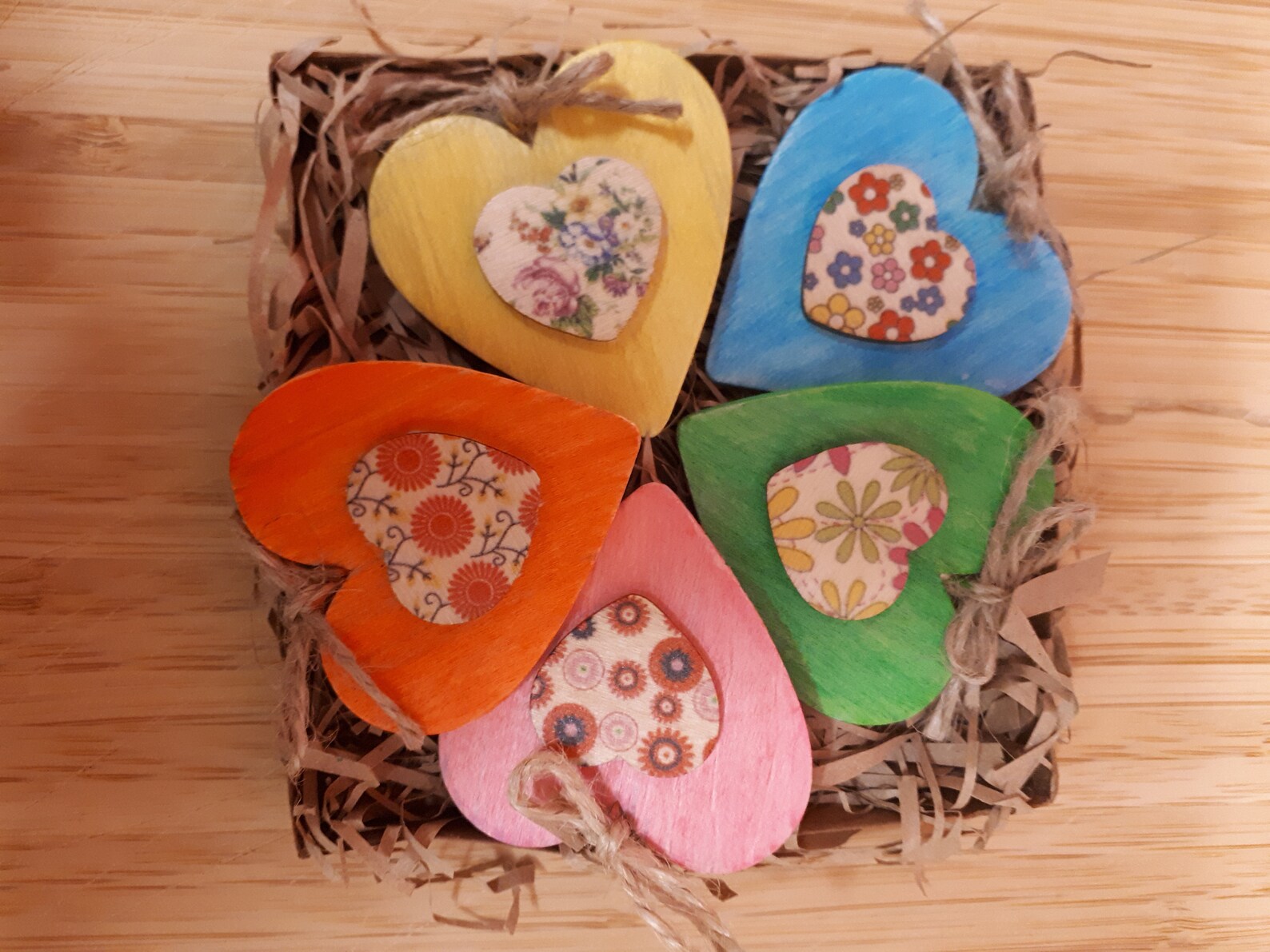 5 wood heart fridge magnets | Etsy