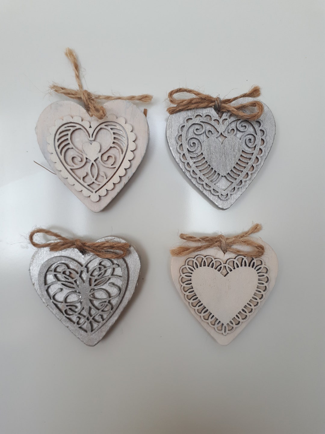 4 Wood Heart Fridge Magnets. - Etsy