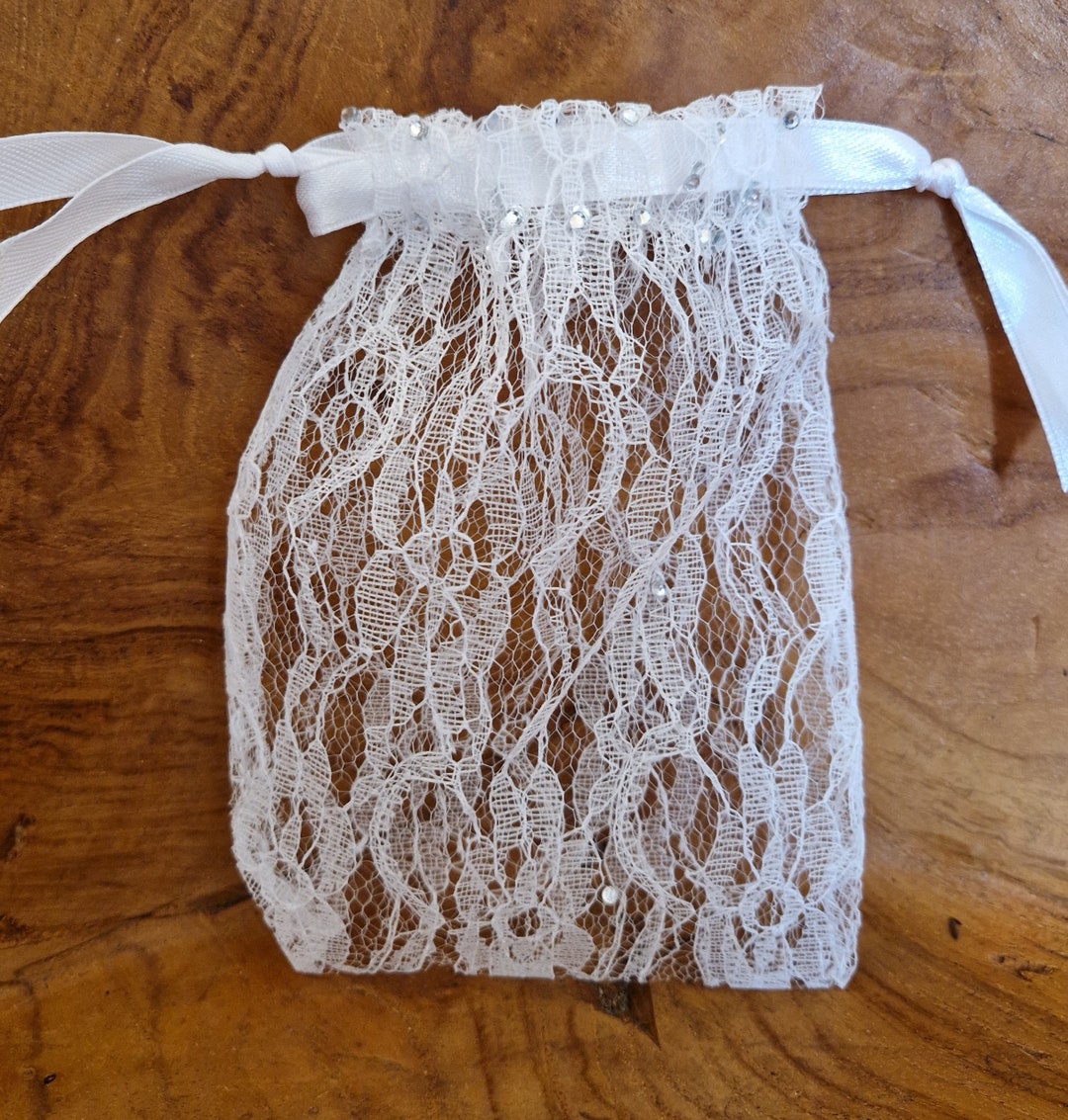 Set of 5 White Organza Lace Gift Bags - Etsy