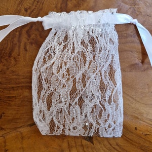 Set of 5 White Organza Lace Gift Bags - Etsy