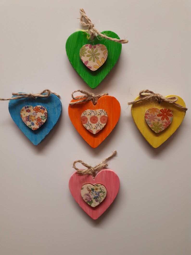 5 Wood Heart Fridge Magnets - Etsy