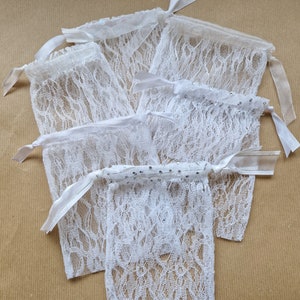 Set of 5 White Organza Lace Gift Bags - Etsy