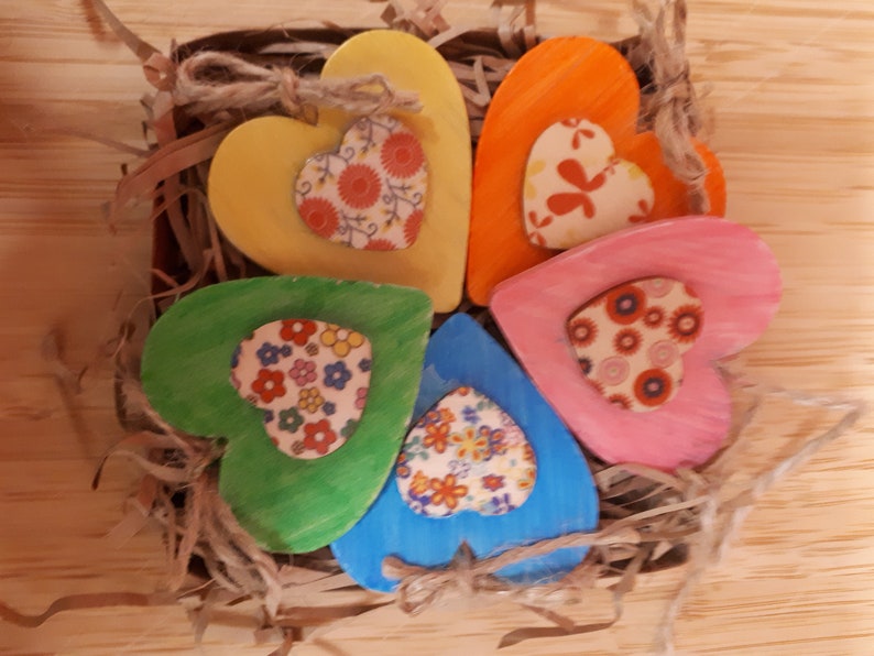 5 Wood Heart Fridge Magnets - Etsy