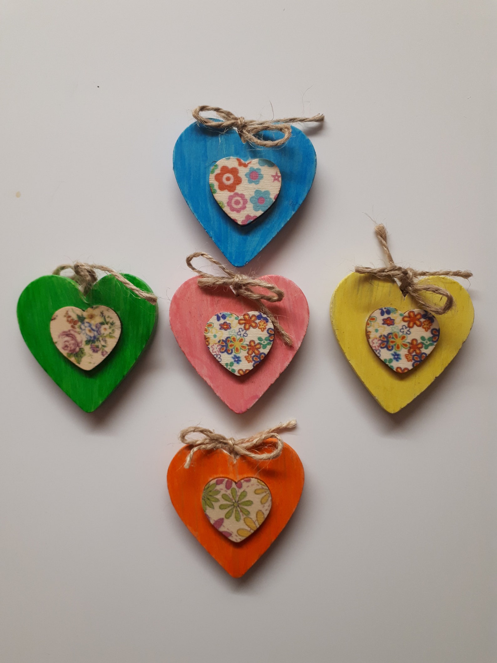 5 Wood Heart Fridge Magnets - Etsy