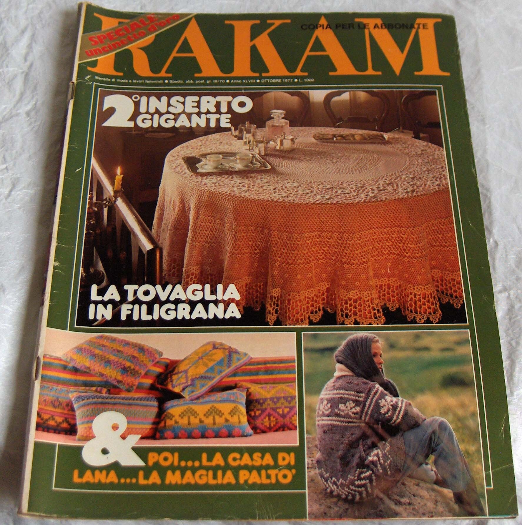 Rivista vintage Rakam ottobre 1977, su maglia, ricamo, idee moda ...
