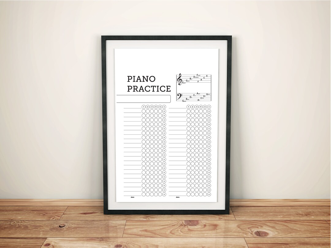 Piano Practice Chart Printable Digital Download - Etsy