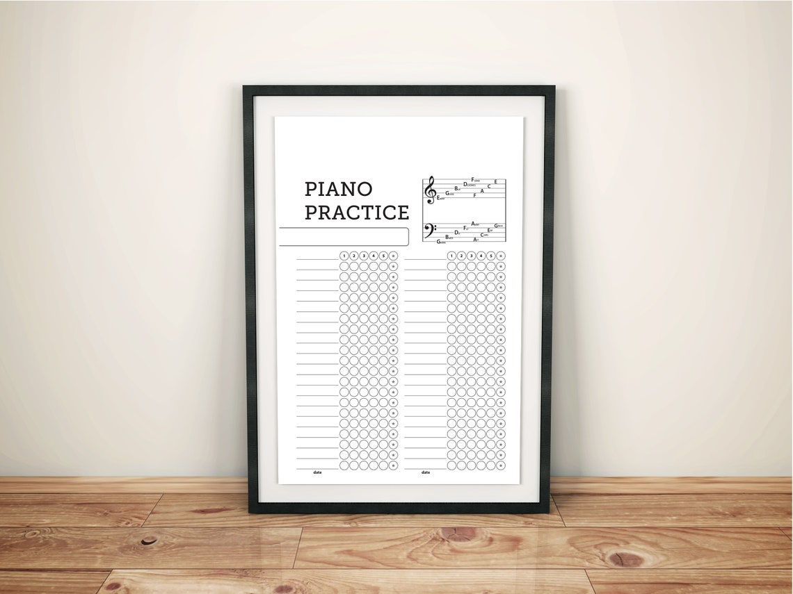 Piano Practice Chart Printable Digital Download - Etsy