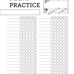 Piano Practice Chart Printable Digital Download - Etsy