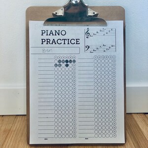 Piano Practice Chart Printable Digital Download - Etsy