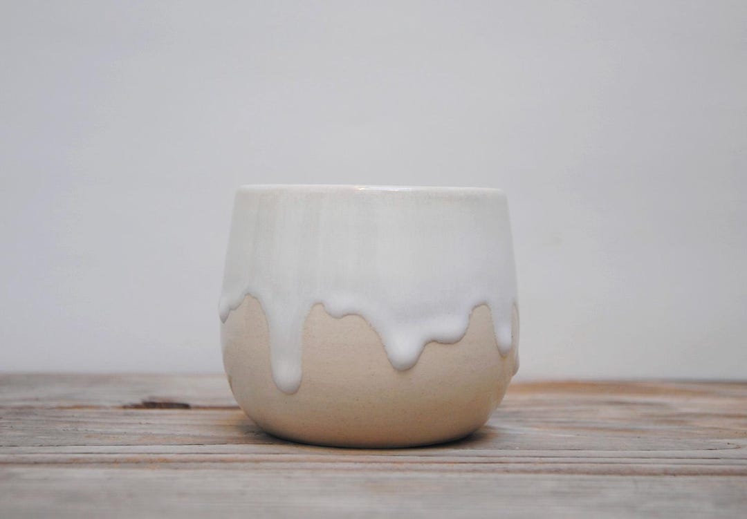 Cup With Drippy White Glaze. 250ml - Etsy